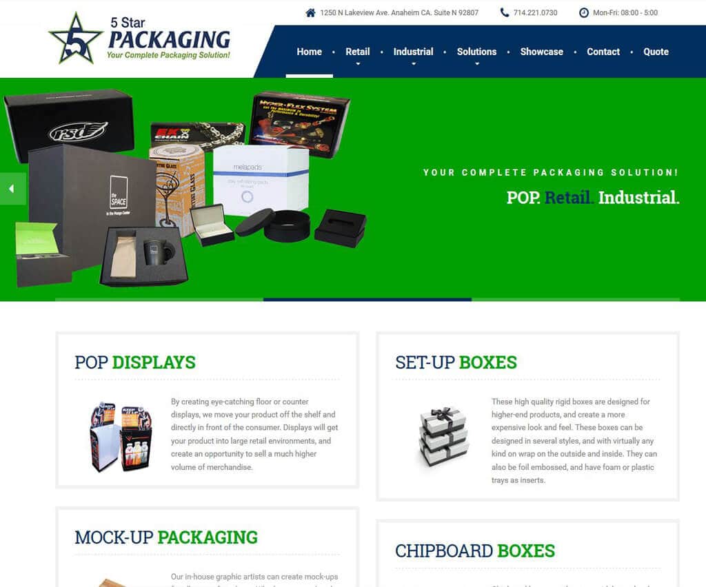 5Star Packaging Website Design Project - Imaginemonkey.com